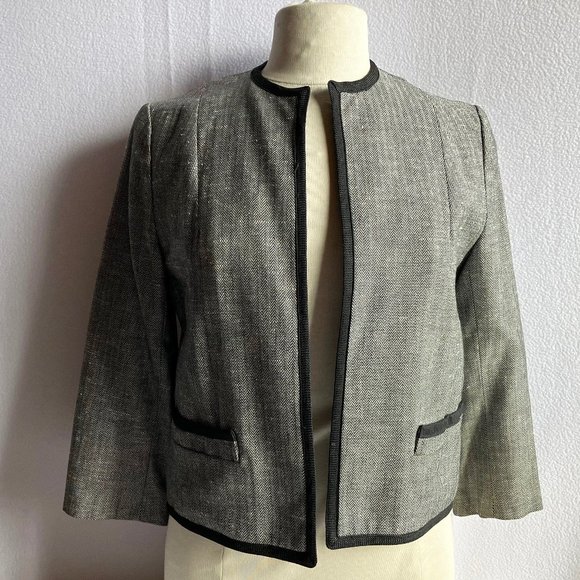 Jackets & Coats | 196s Herringbone Open Front Boxy Suit Jacket | Poshmark